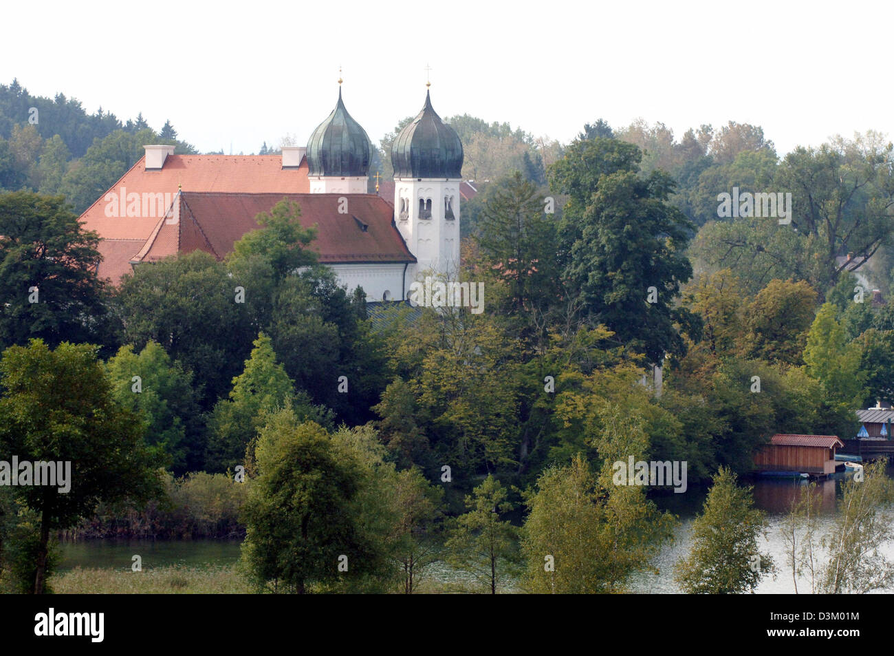 (dpa) - The picture shows the onion spires of Seeon Monastery in the ...