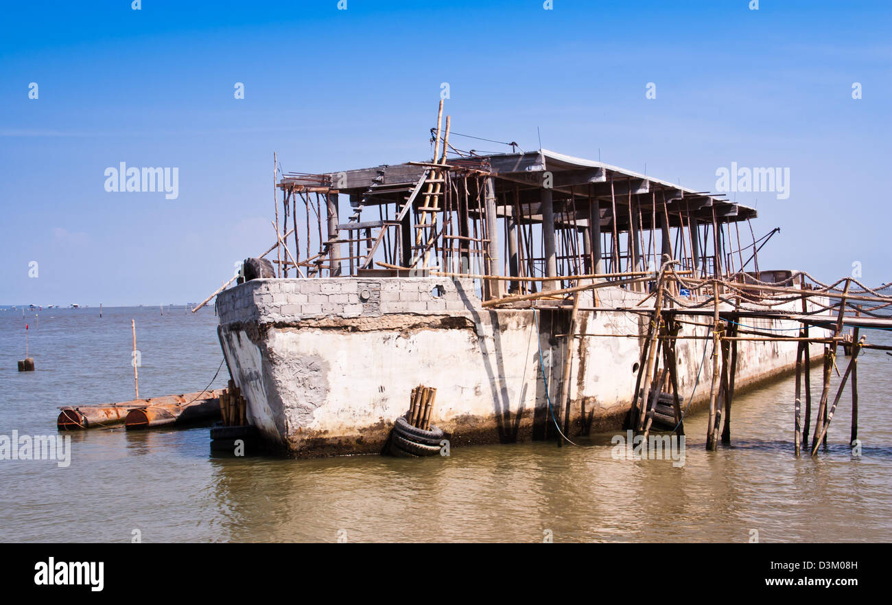 Vessel made of concrete. Construction to be a restaurant Stock Photo ...