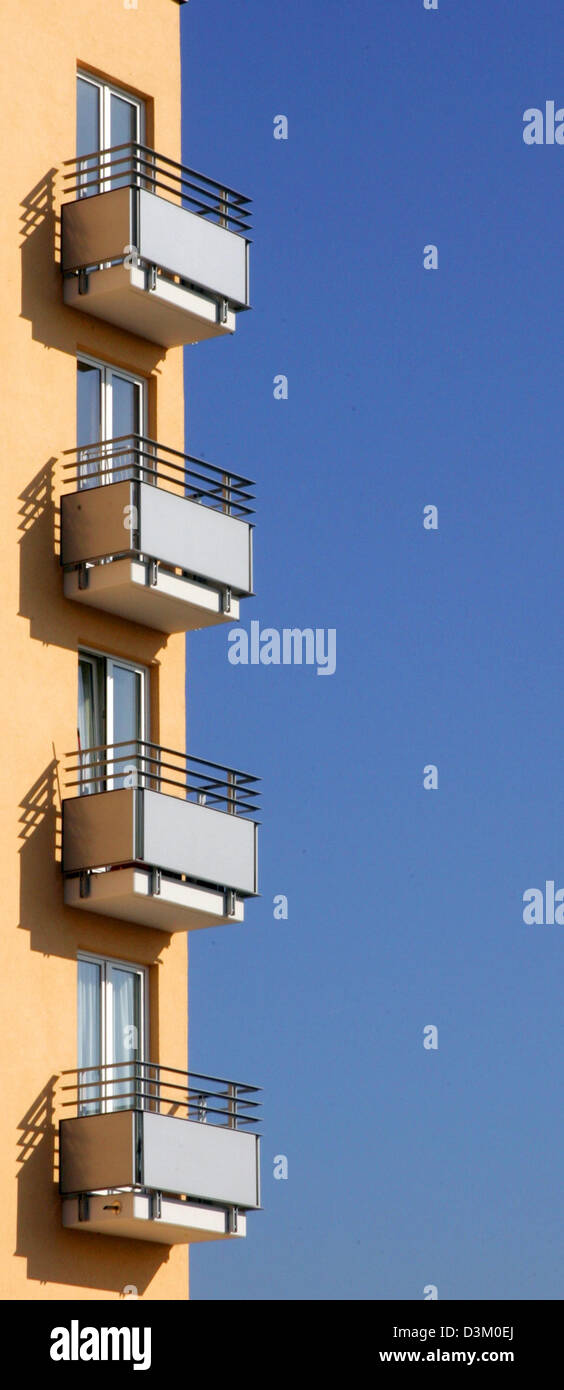 (dpa) - The picture showsbalconies of a modern apartment building in ...