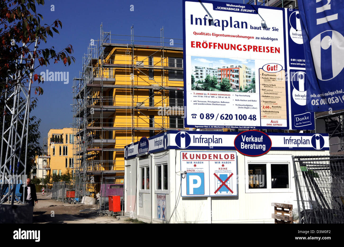 (dpa) - A construction site sign ads for the new housing area in the ...