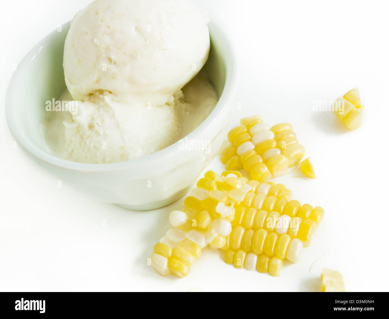 Gourmet Olathe sweet corn gelato on white background Stock Photo - Alamy