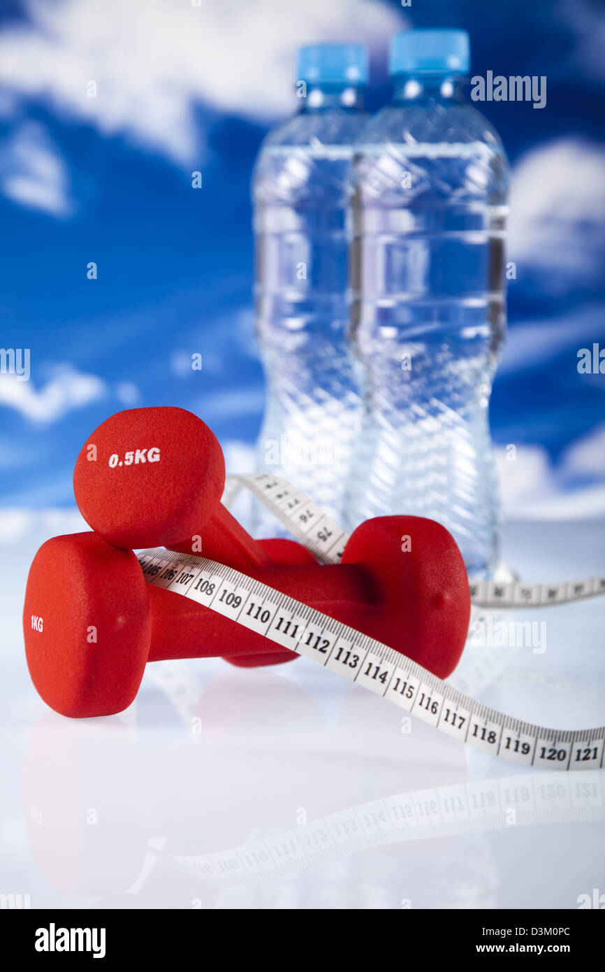 Measuring of dumbbell Stock Photo - Alamy