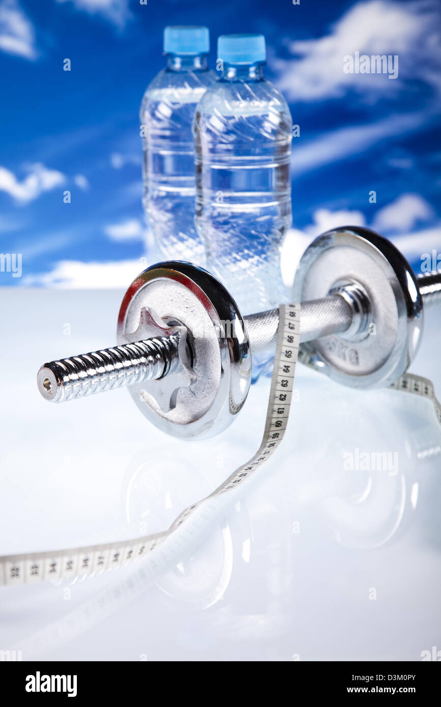 Measuring of dumbbell Stock Photo - Alamy