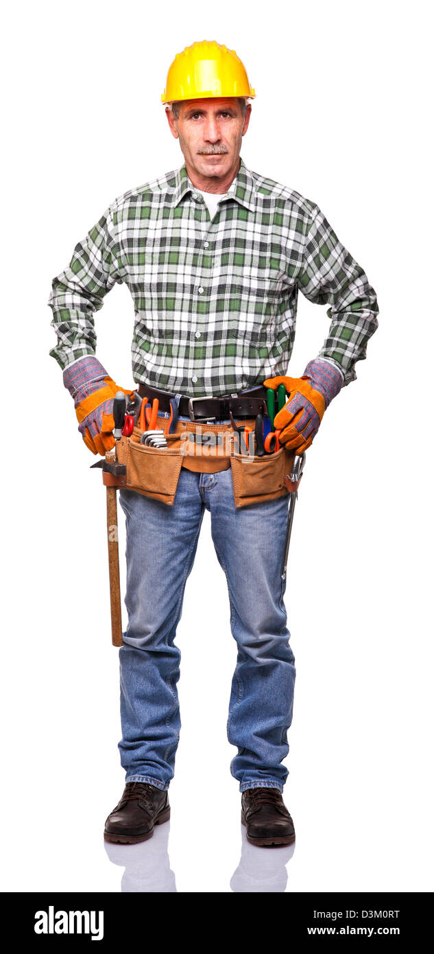 senior manual worker isolated on white background Stock Photo - Alamy