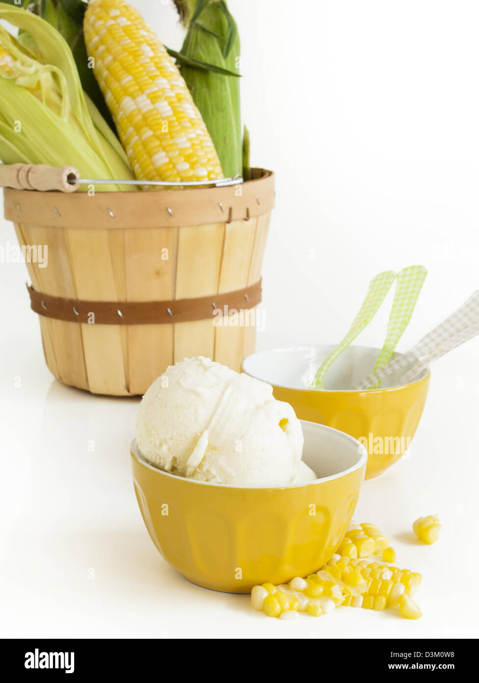 Gourmet Olathe sweet corn gelato on white background Stock Photo - Alamy