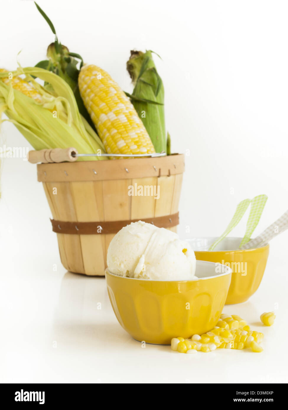 Gourmet Olathe sweet corn gelato on white background Stock Photo - Alamy