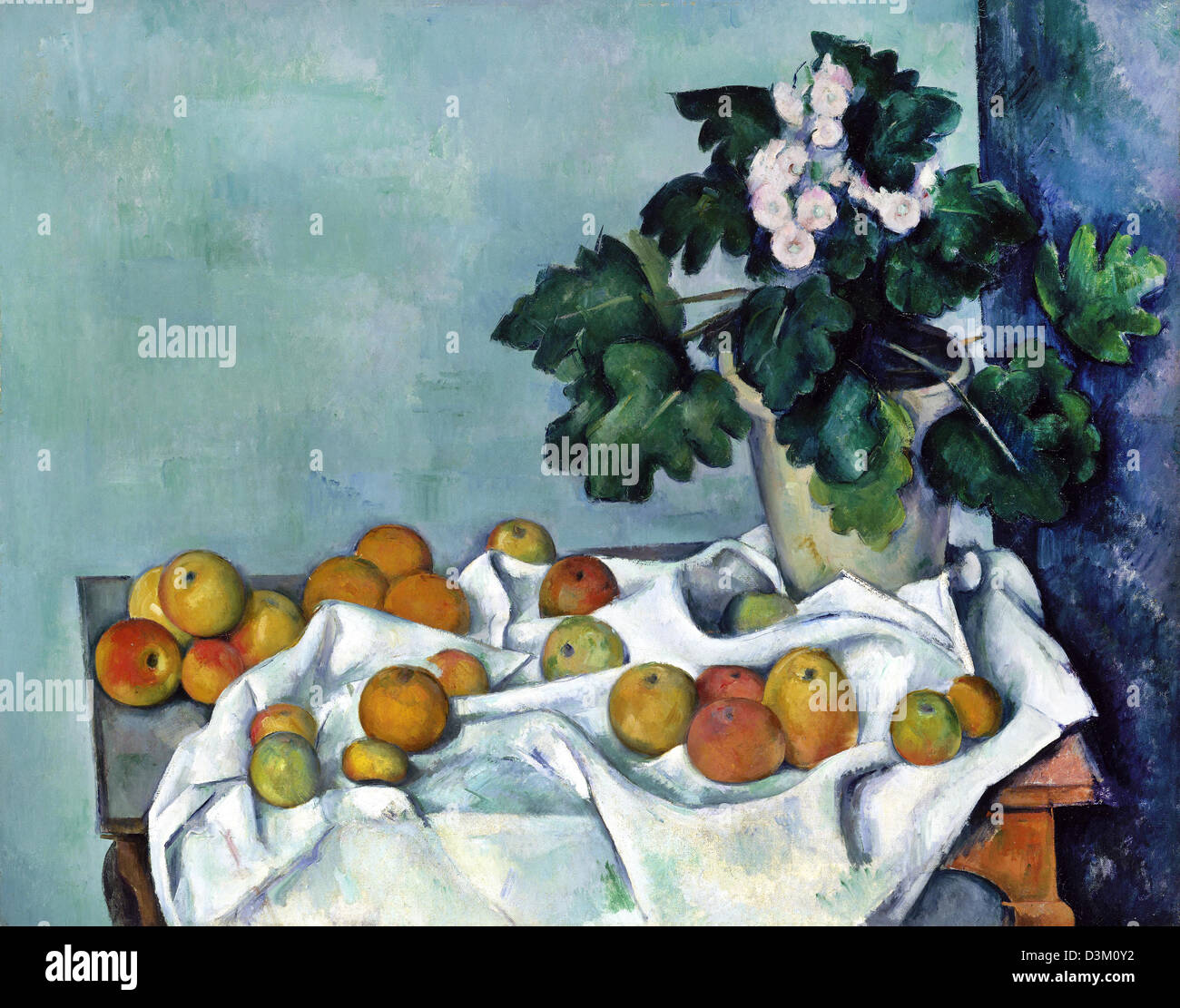 Paul Cezanne, Still Life with Apples and a Pot of Primroses 1890 Oil on ...
