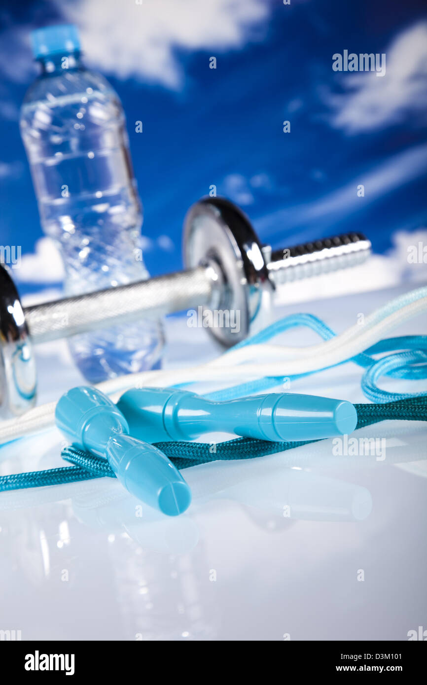 Measuring of dumbbell Stock Photo - Alamy