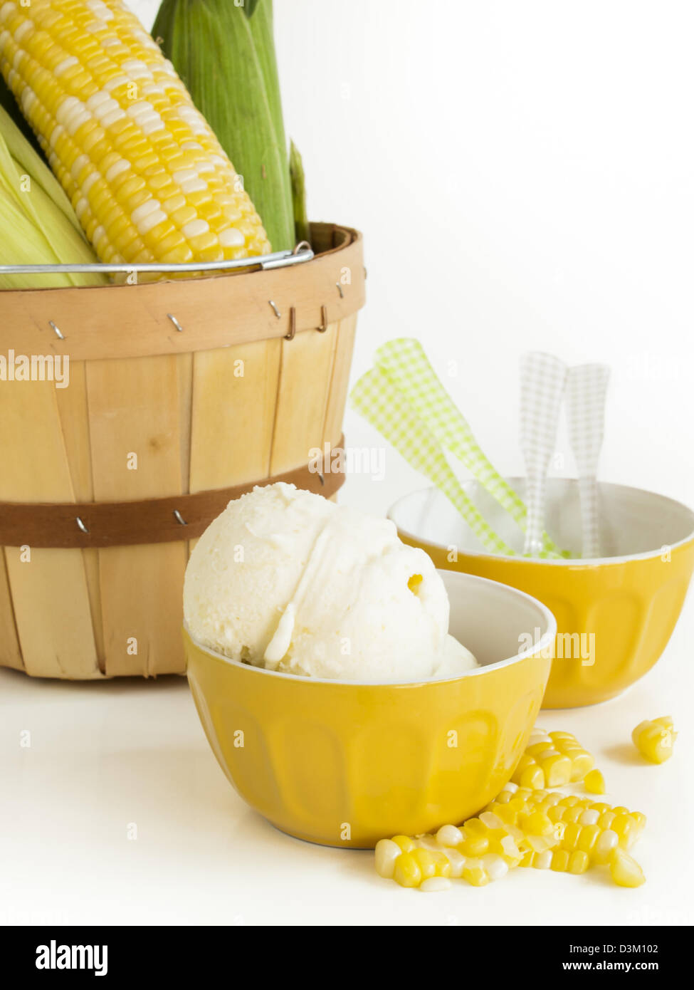 Gourmet Olathe sweet corn gelato on white background Stock Photo - Alamy