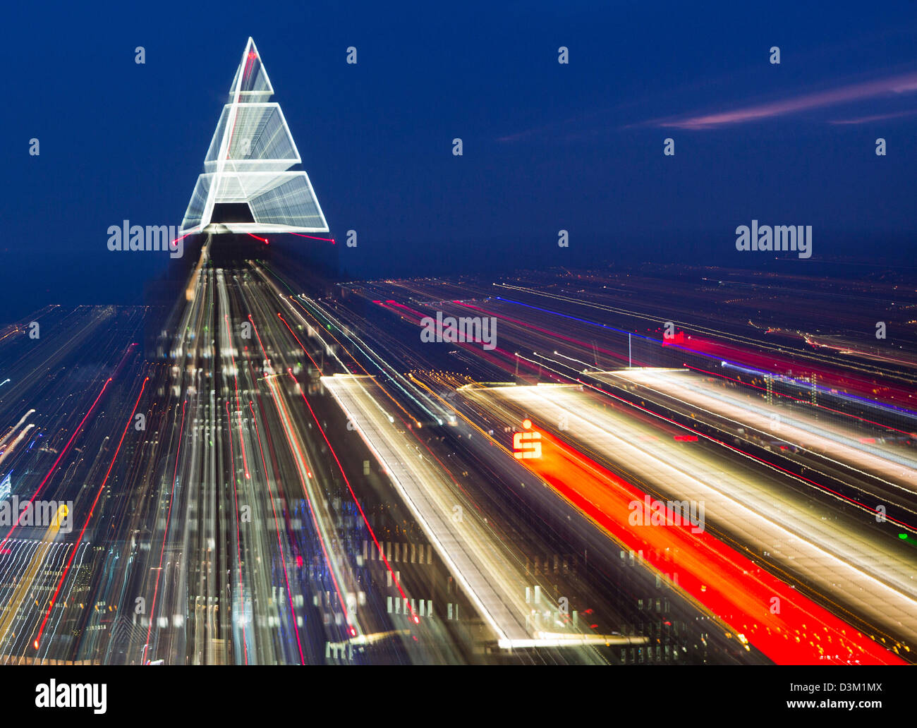The Messeturm (lit. 'Trade Fair Tower') with its pyramid-shaped roof is ...
