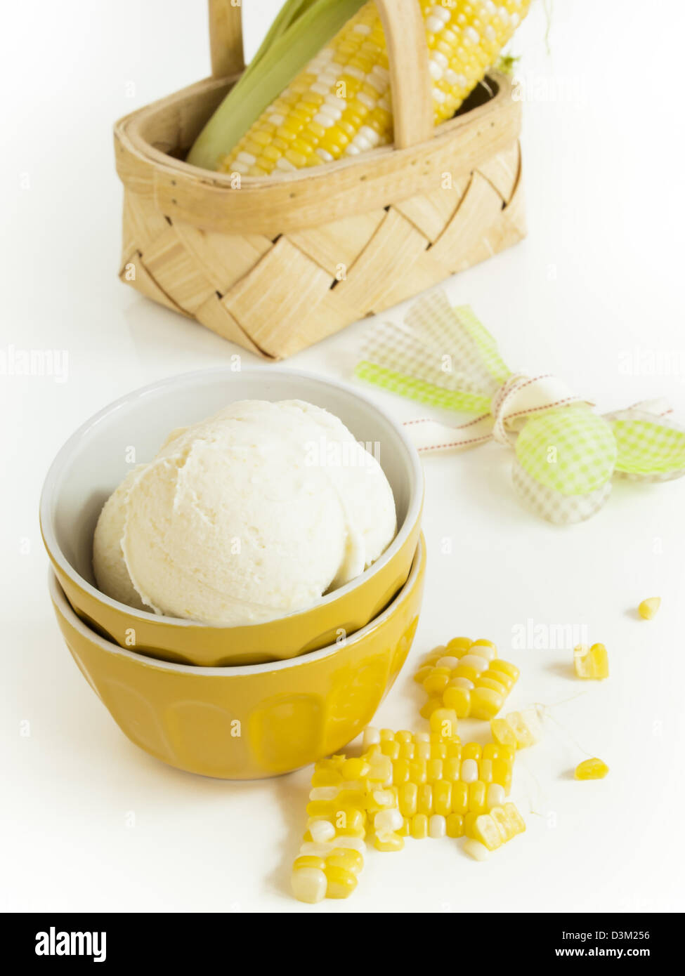Gourmet Olathe sweet corn gelato on white background Stock Photo - Alamy