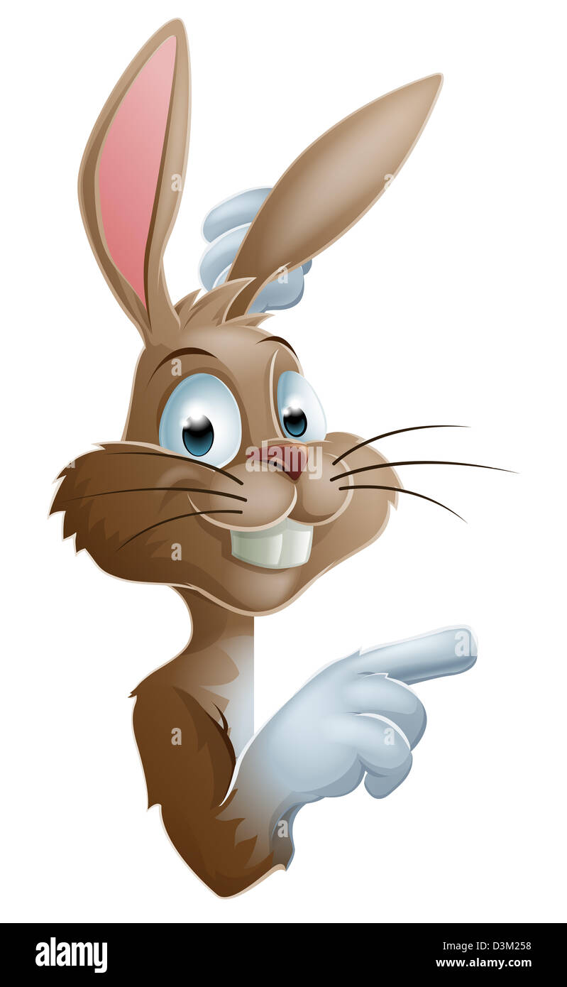 An illustration of a cute cartoon bunny rabbit peeking round from ...