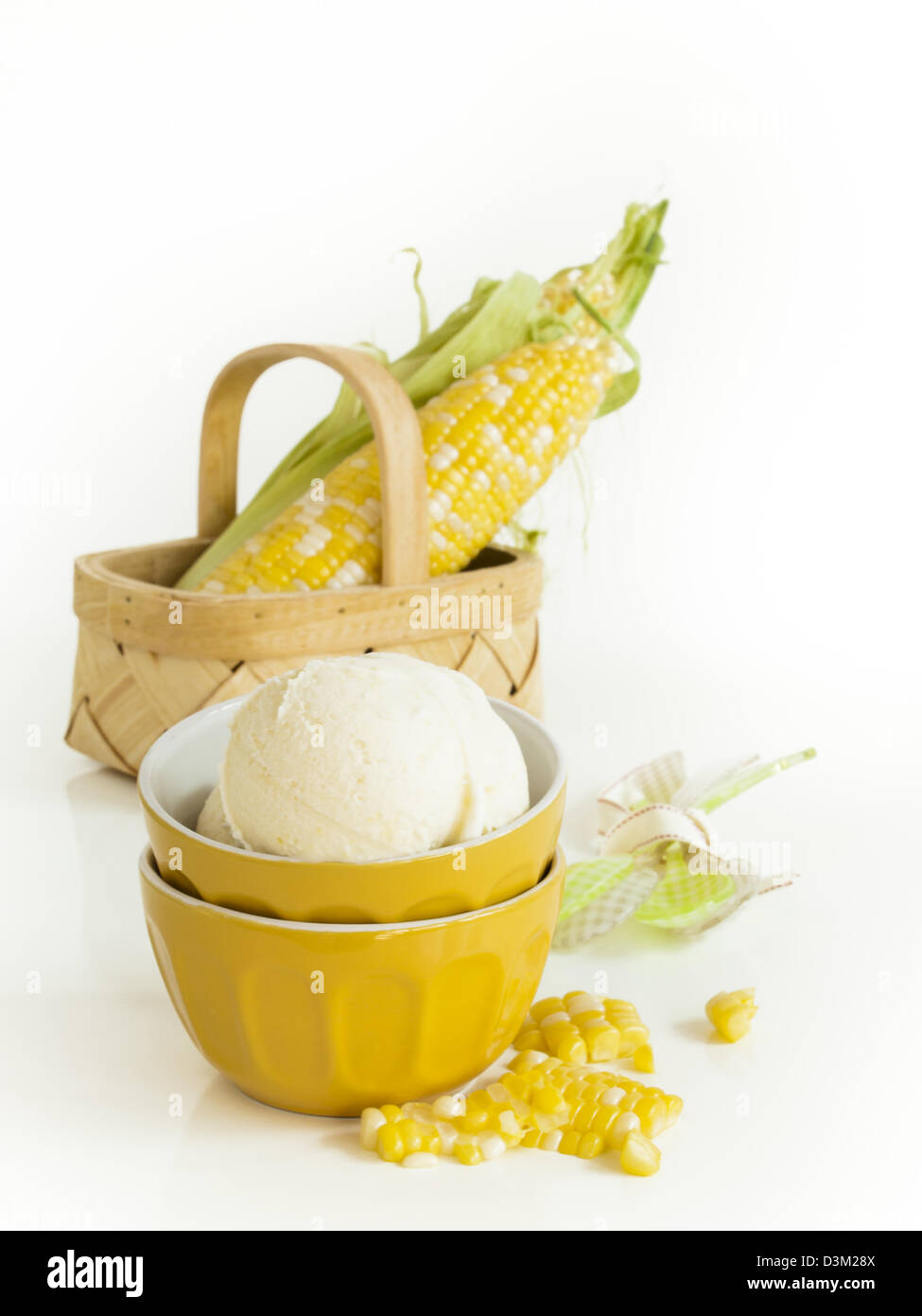 Gourmet Olathe sweet corn gelato on white background Stock Photo - Alamy