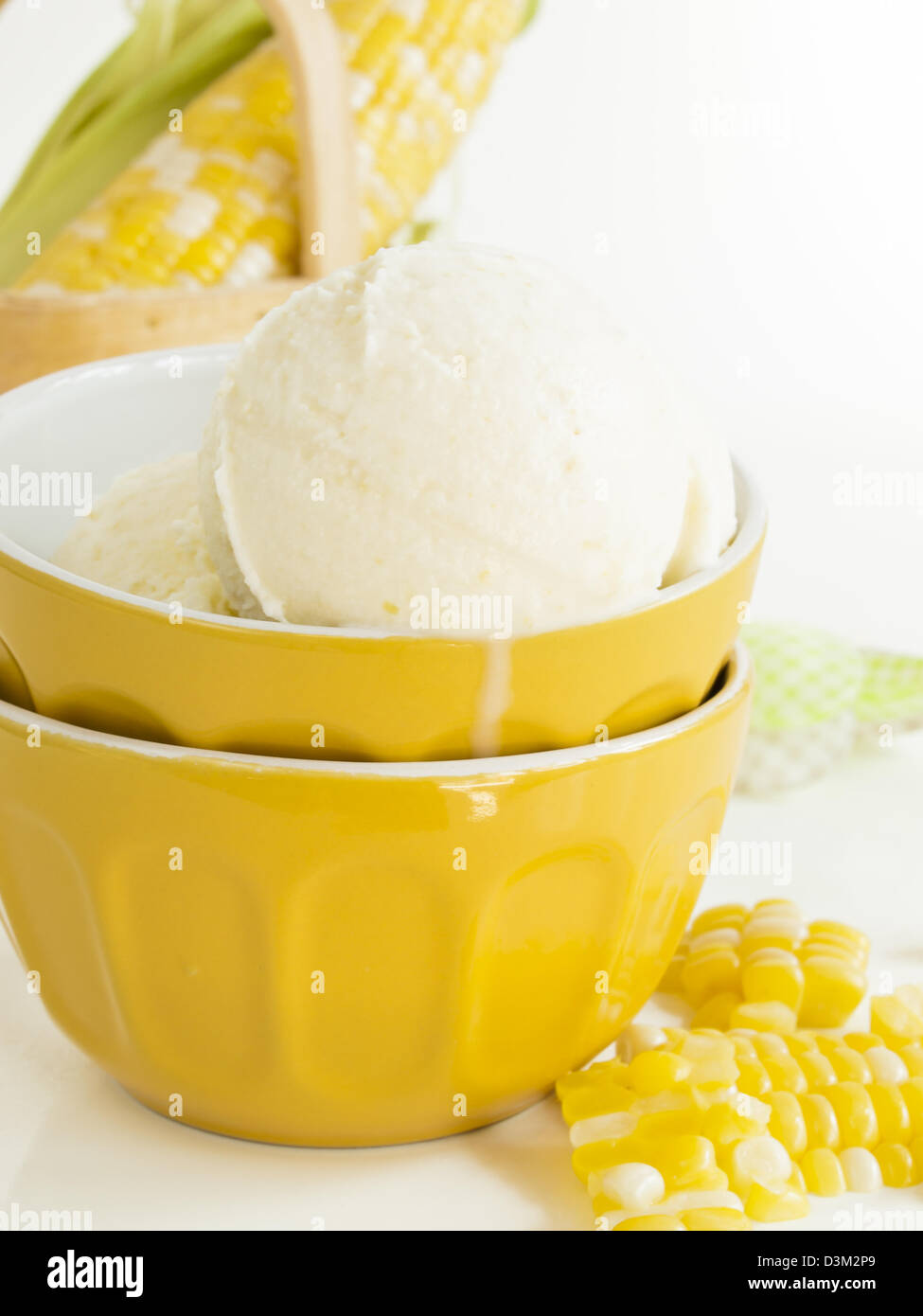 Gourmet Olathe sweet corn gelato on white background Stock Photo - Alamy