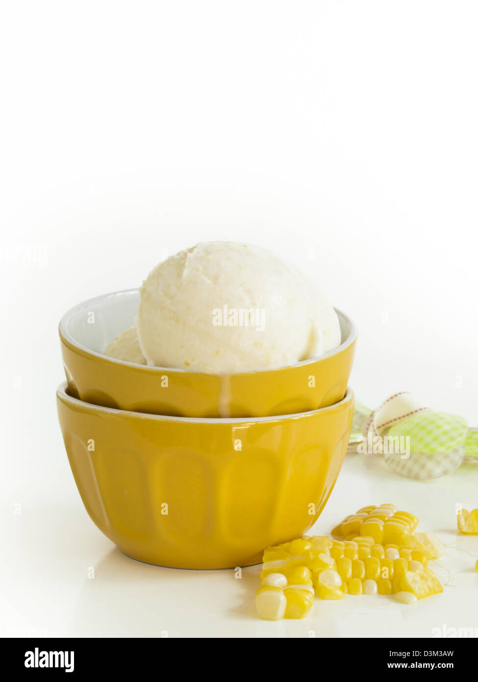 Gourmet Olathe sweet corn gelato on white background Stock Photo - Alamy