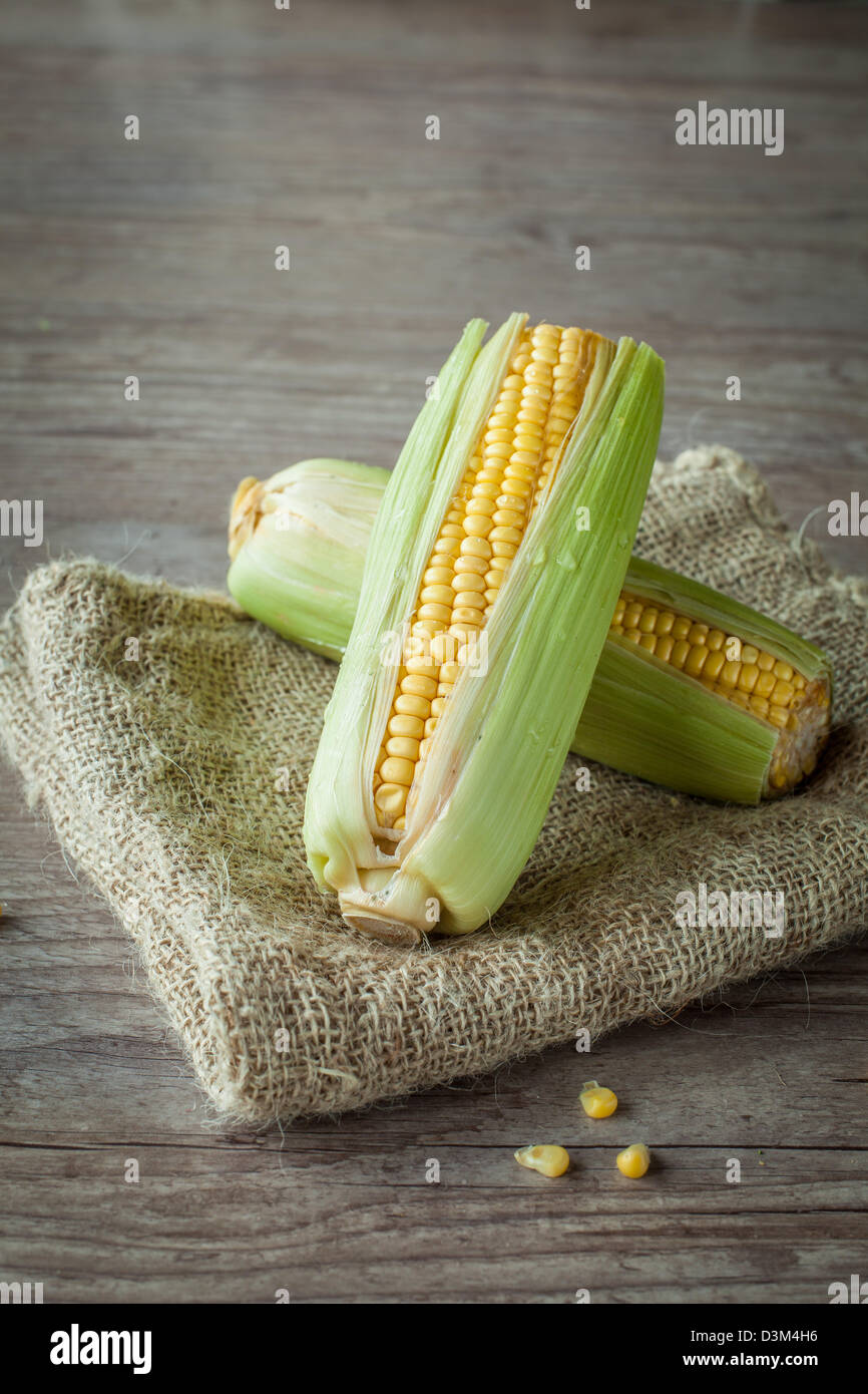 Assortment of fresh corn on wood background Stock Photo - Alamy