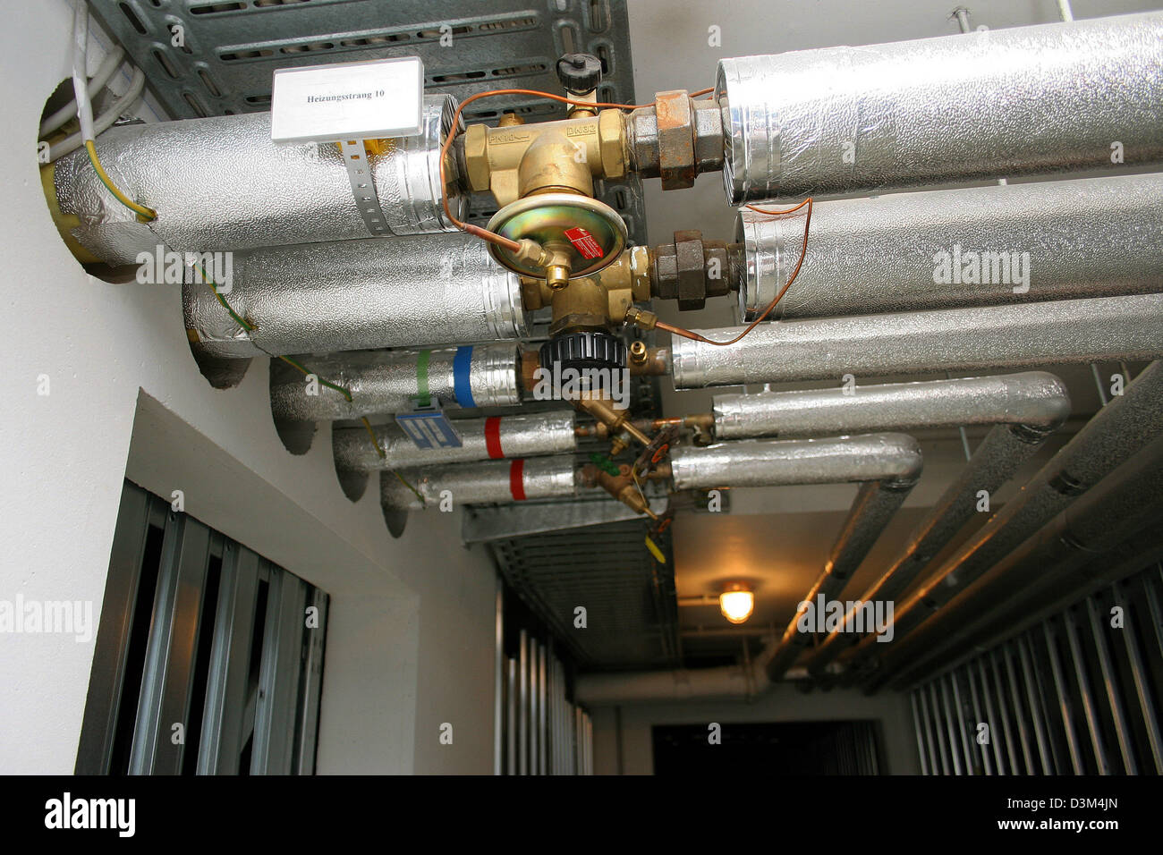 (dpa) - The picture shows the ductwork of warm water supply in a ...