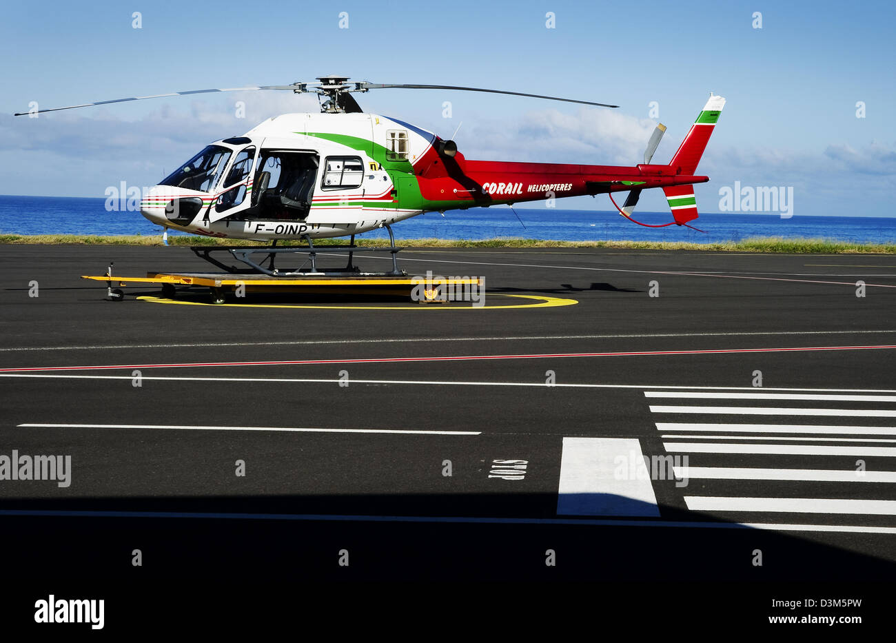 A helicopter used by company Corail to give tourists sightseeing trips ...