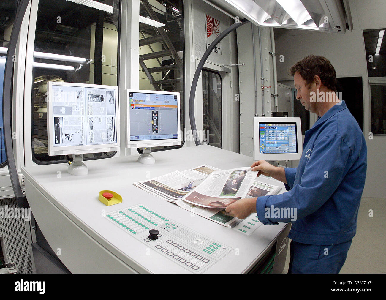 (dpa) - An employee stands at the control station of the Colorman XXL ...