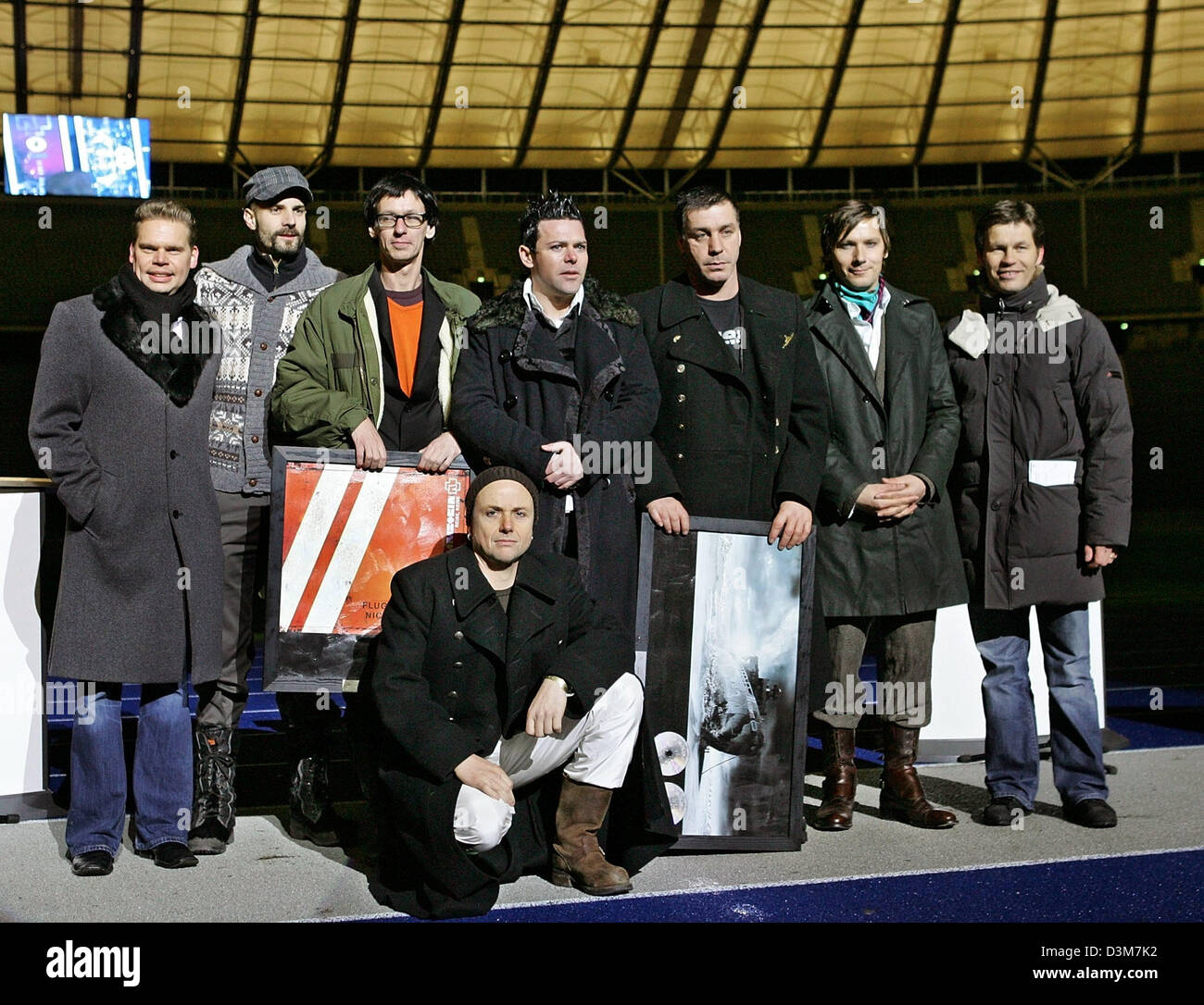 (dpa) - Members of the German rock band 'Rammstein' with their singer ...