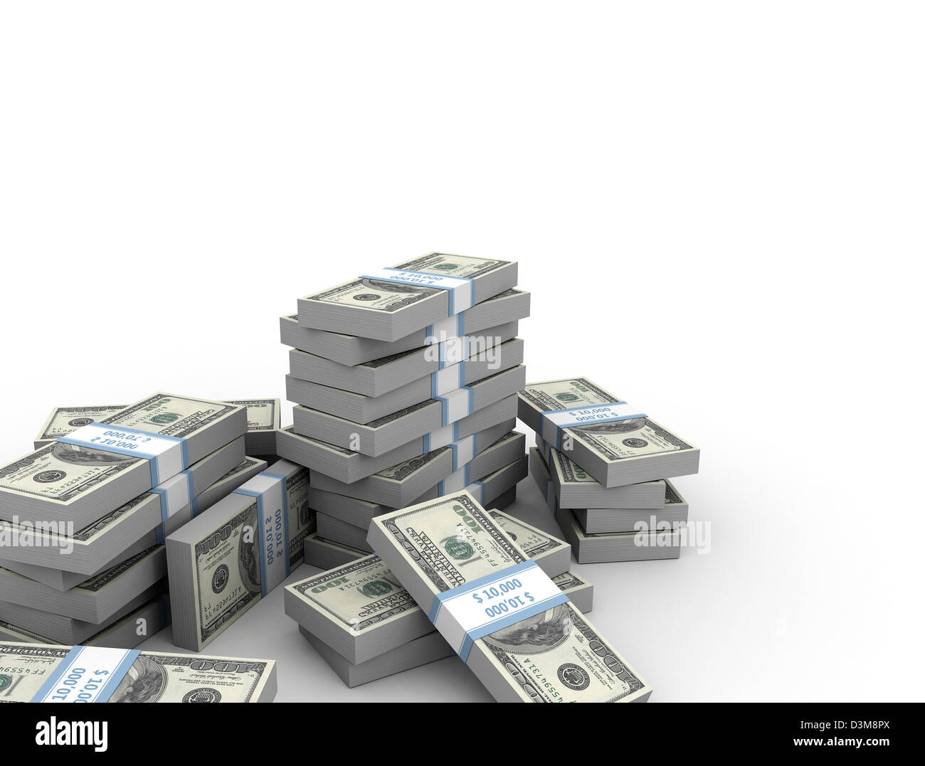 Stack of dollars. Conceptual illustration. Isolated on white background ...