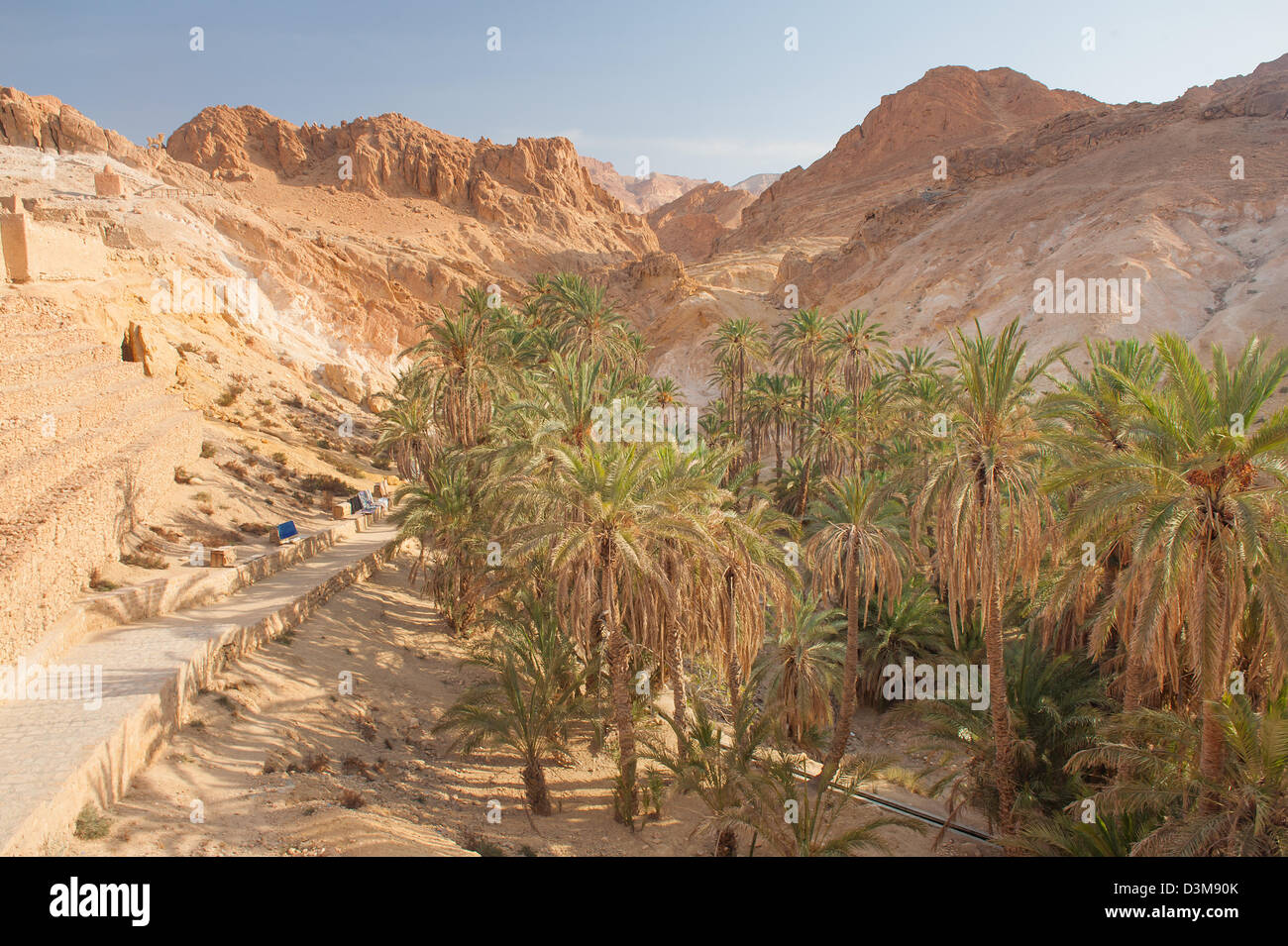 Mountain oasis Chebika at the edge of Sahara desert in Tunisia Stock ...