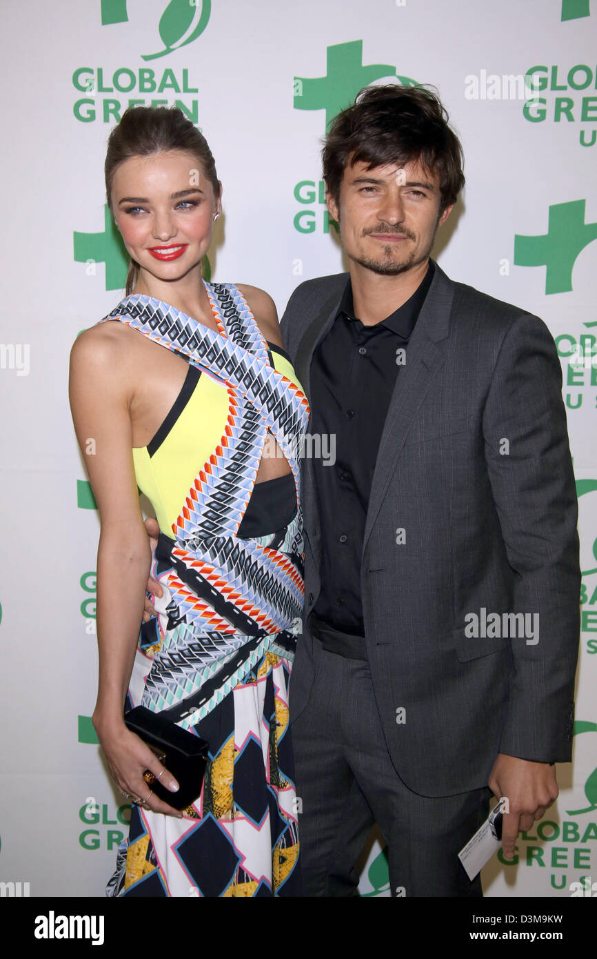 Orlando Bloom and his girl friend Miranda Kerr arrive at Global Green ...
