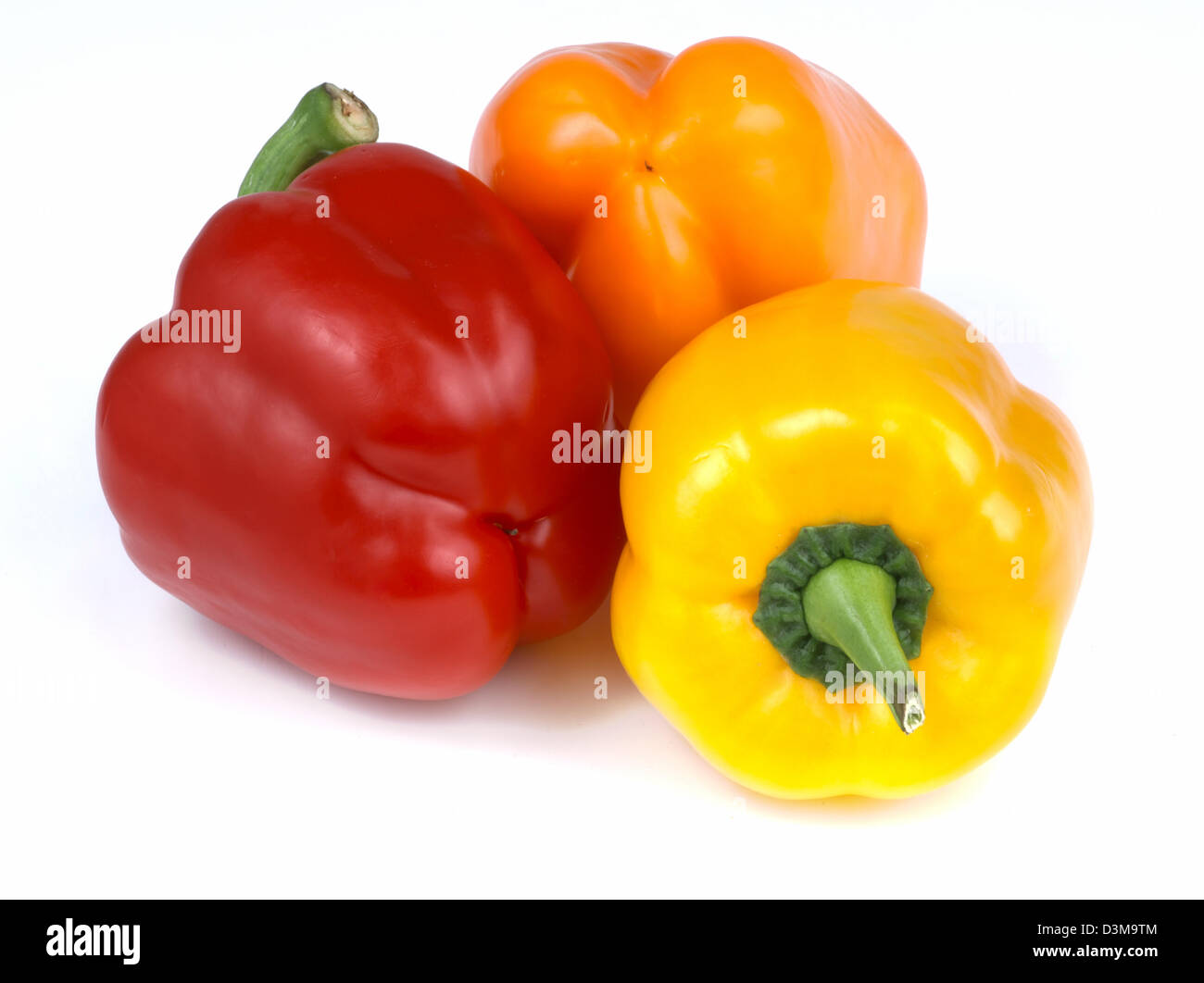 Three beautiful, fresh, colorful and healthy peppers isolated Stock ...