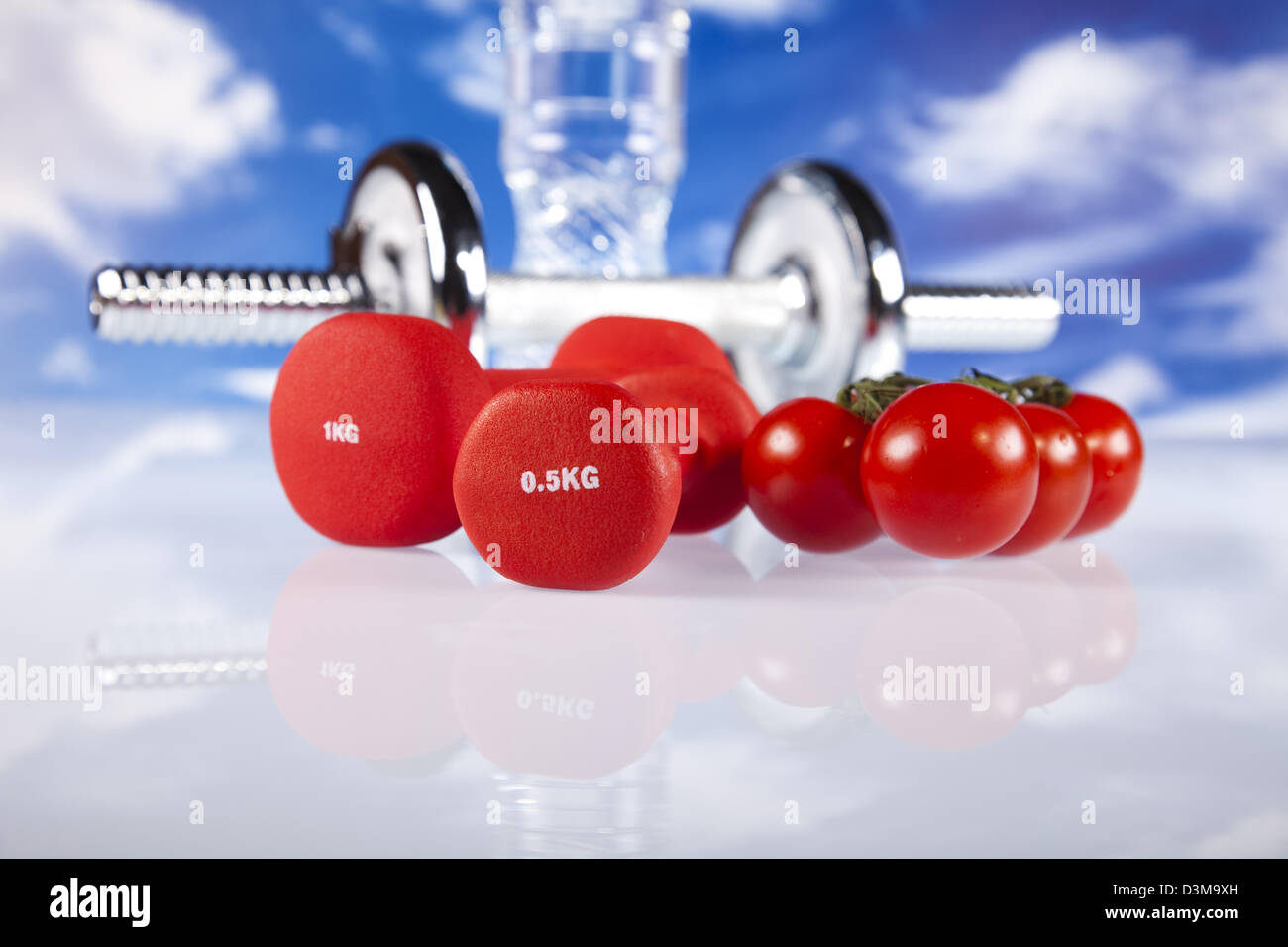 Measuring of dumbbell Stock Photo - Alamy