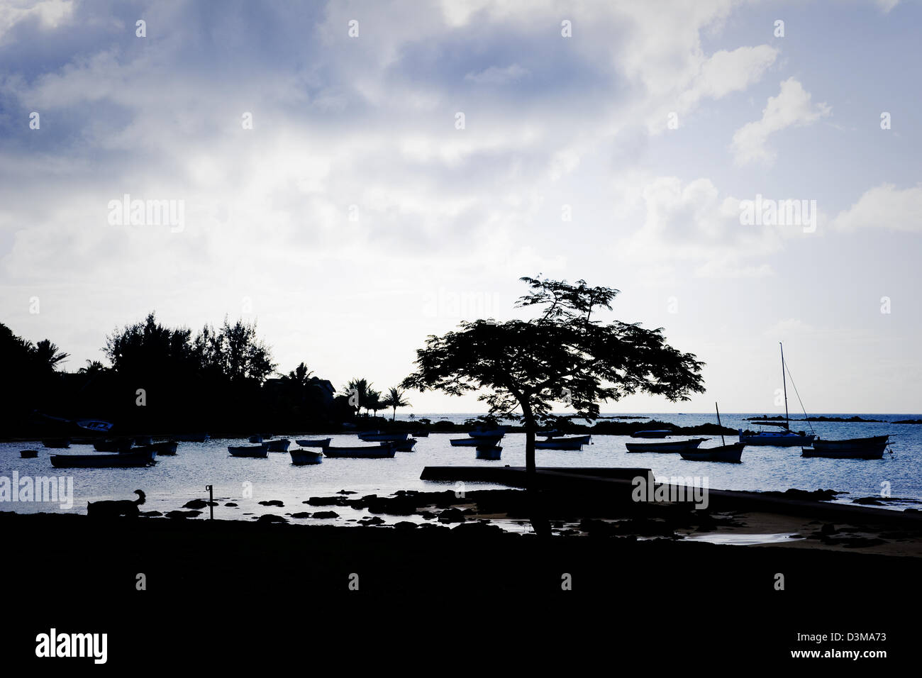 View out to sea from the beach at Cap Malheureux in northern Mauritius ...