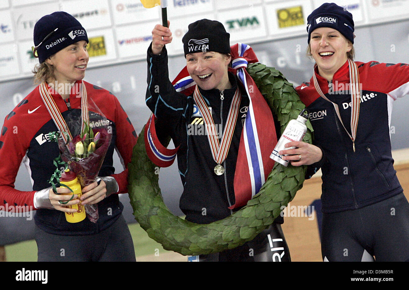 German speed skater Claudia Pechstein celebrates her European Champion ...