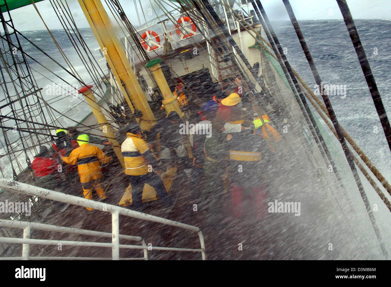 The picture shows the crew of 'Alexander von Humboldt' wind-jammer in ...