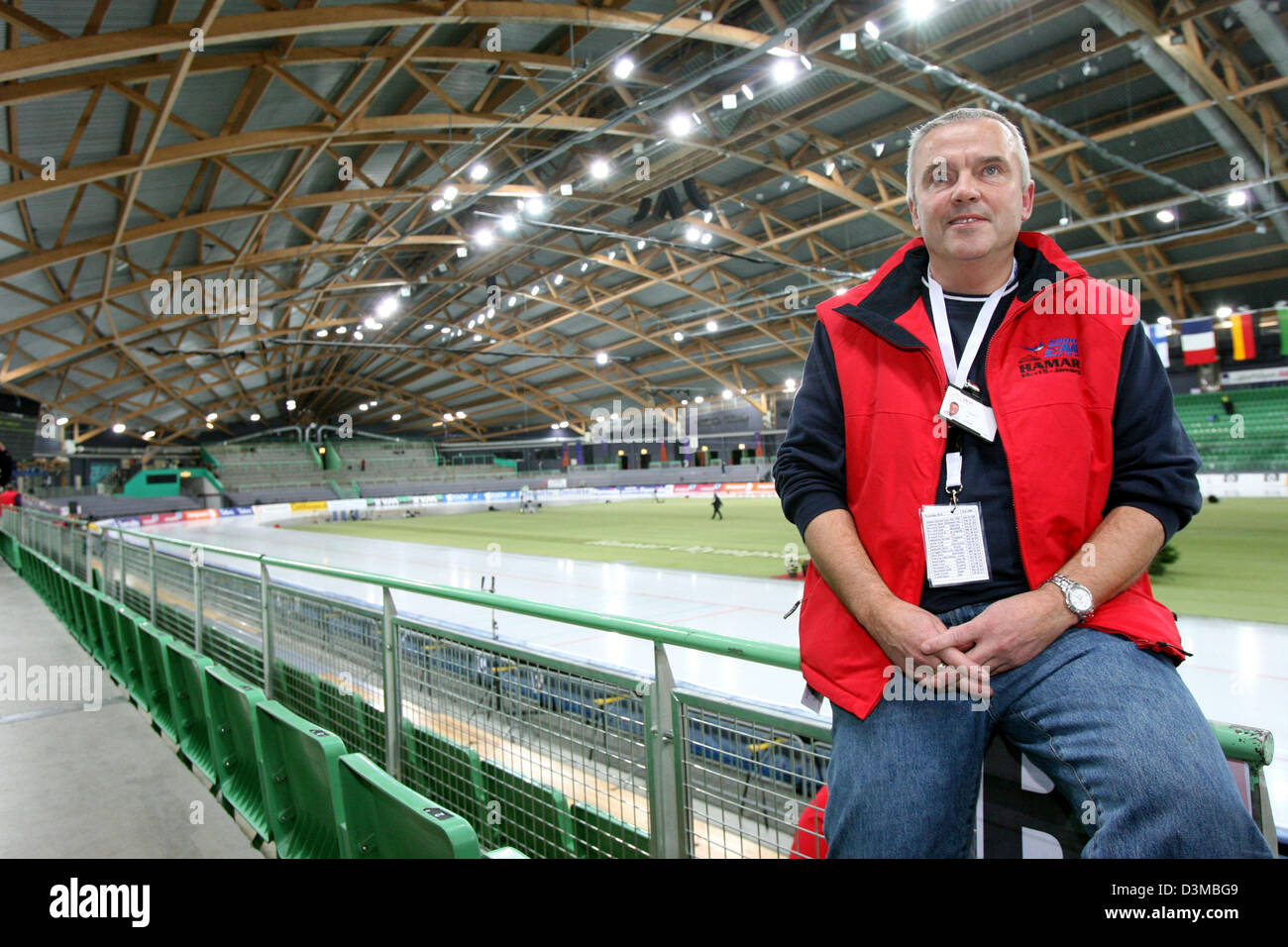 The picture shows ice manager Jon Andersen at the skating rink in Hamar ...