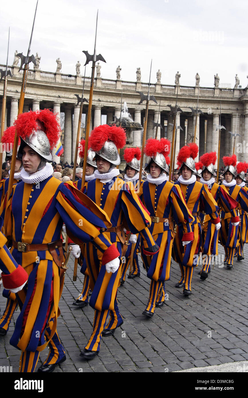 Members of the 110 men strong Swiss Guard pictured during the ...