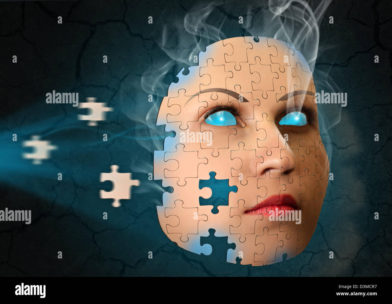Dark surreal abstract with human face Stock Photo - Alamy