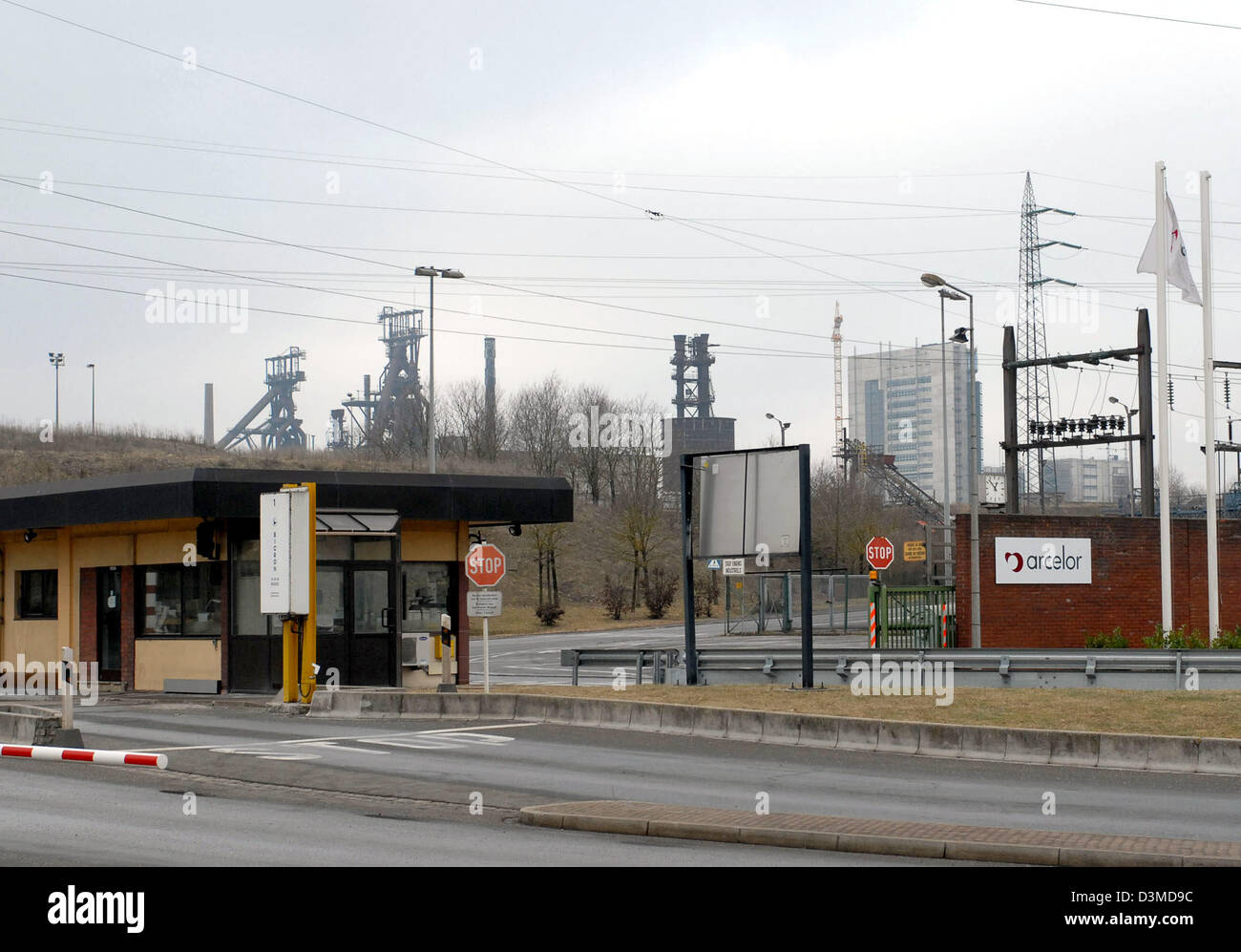 The picture shows the gate house of the steel mill of steel producing ...