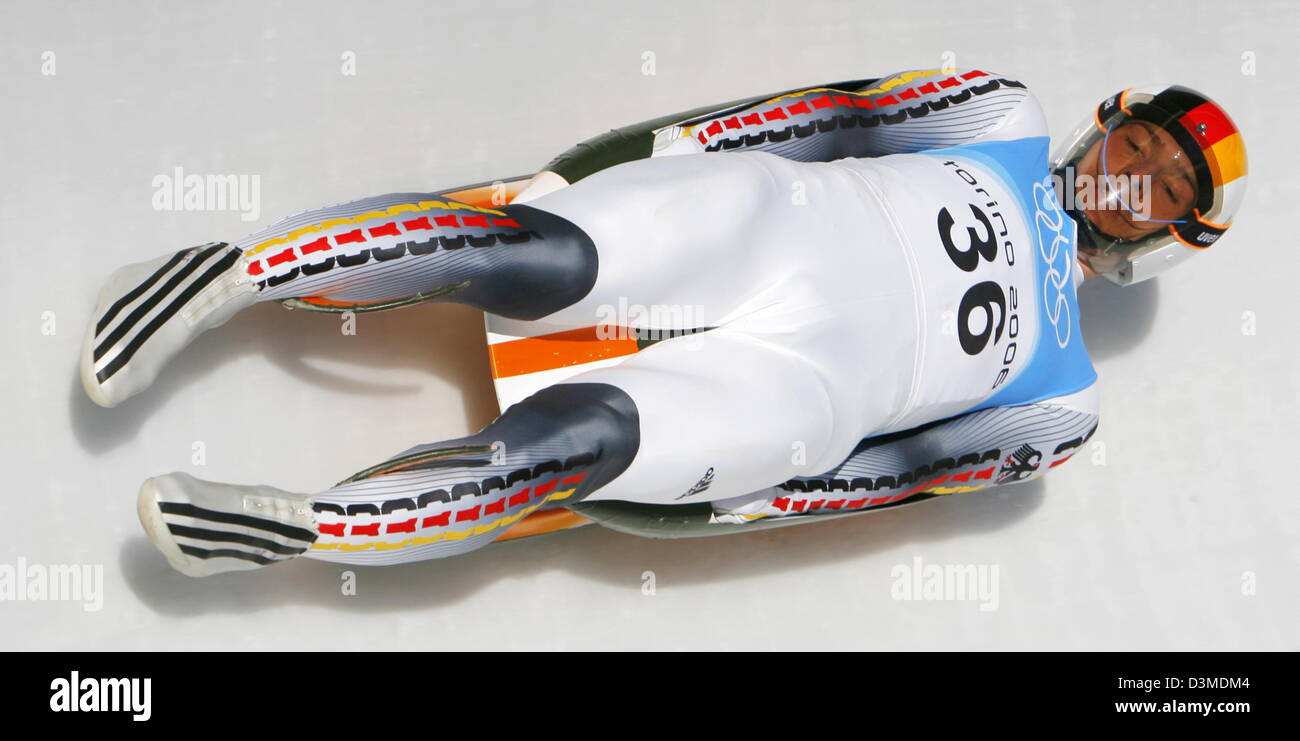 German luger David Moeller in action during a practice session at the ...