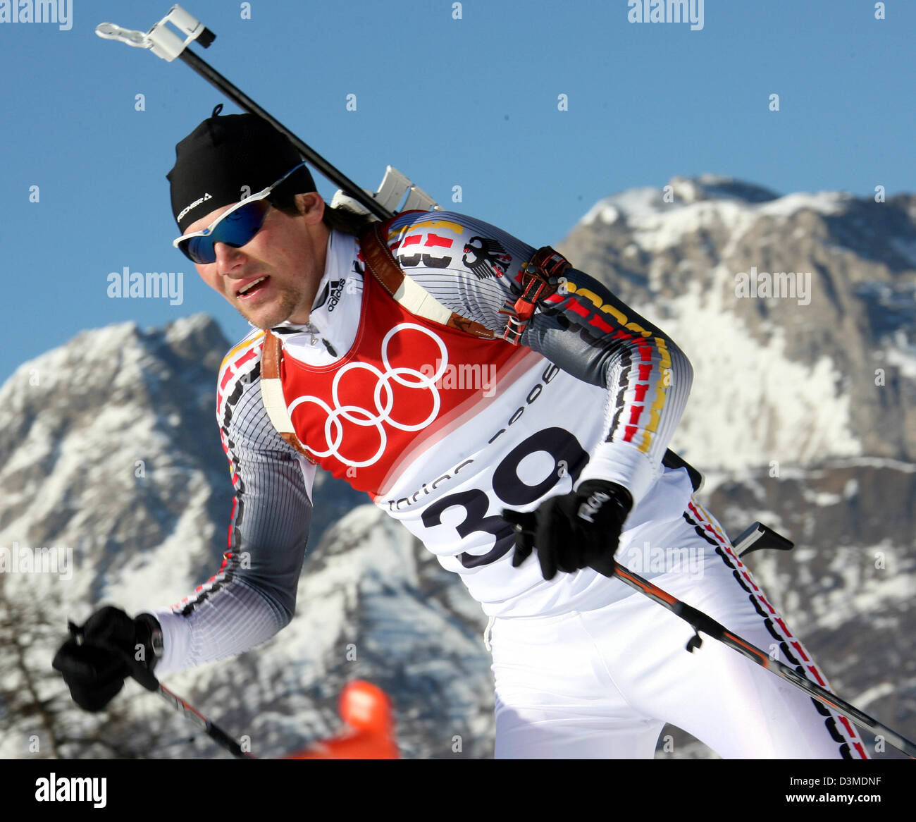 German biathlete Michael Roesch in action during a practice session on ...