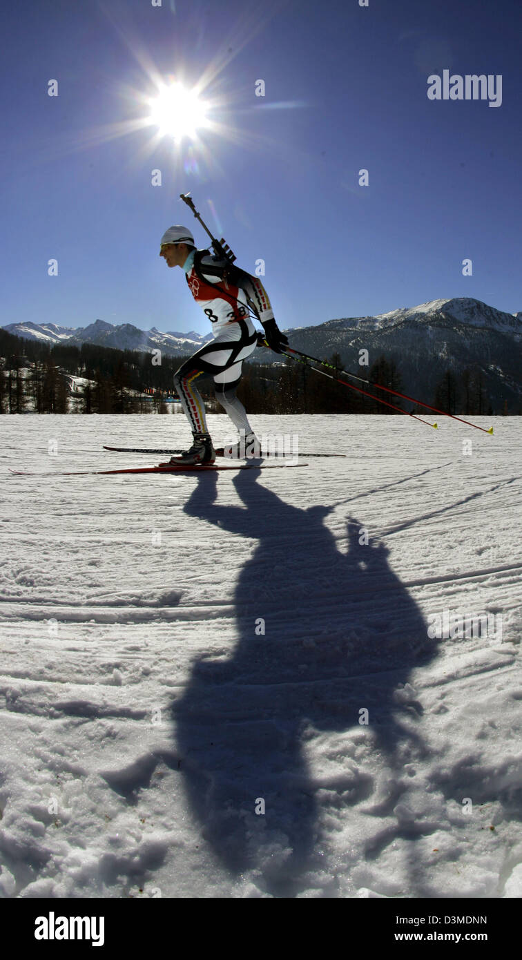 German biathlete Michael Gross on a bright day in action during a ...