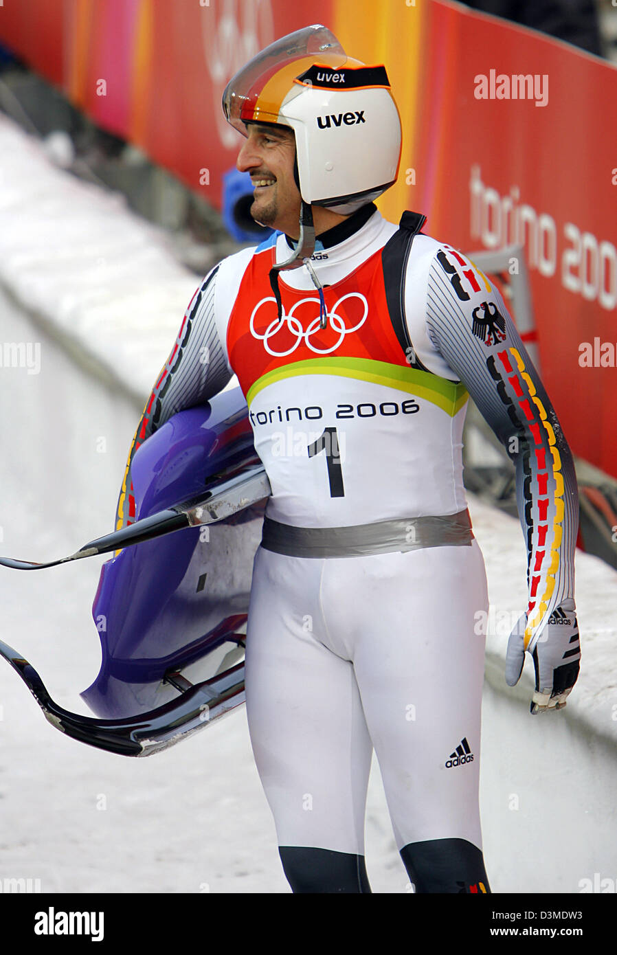German triple gold medal winner Georg Hackl smiles after his third run ...