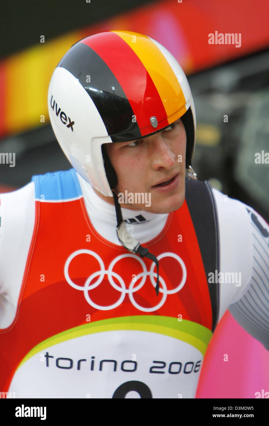 German luger David Moeller is pictured after his third run at the ...