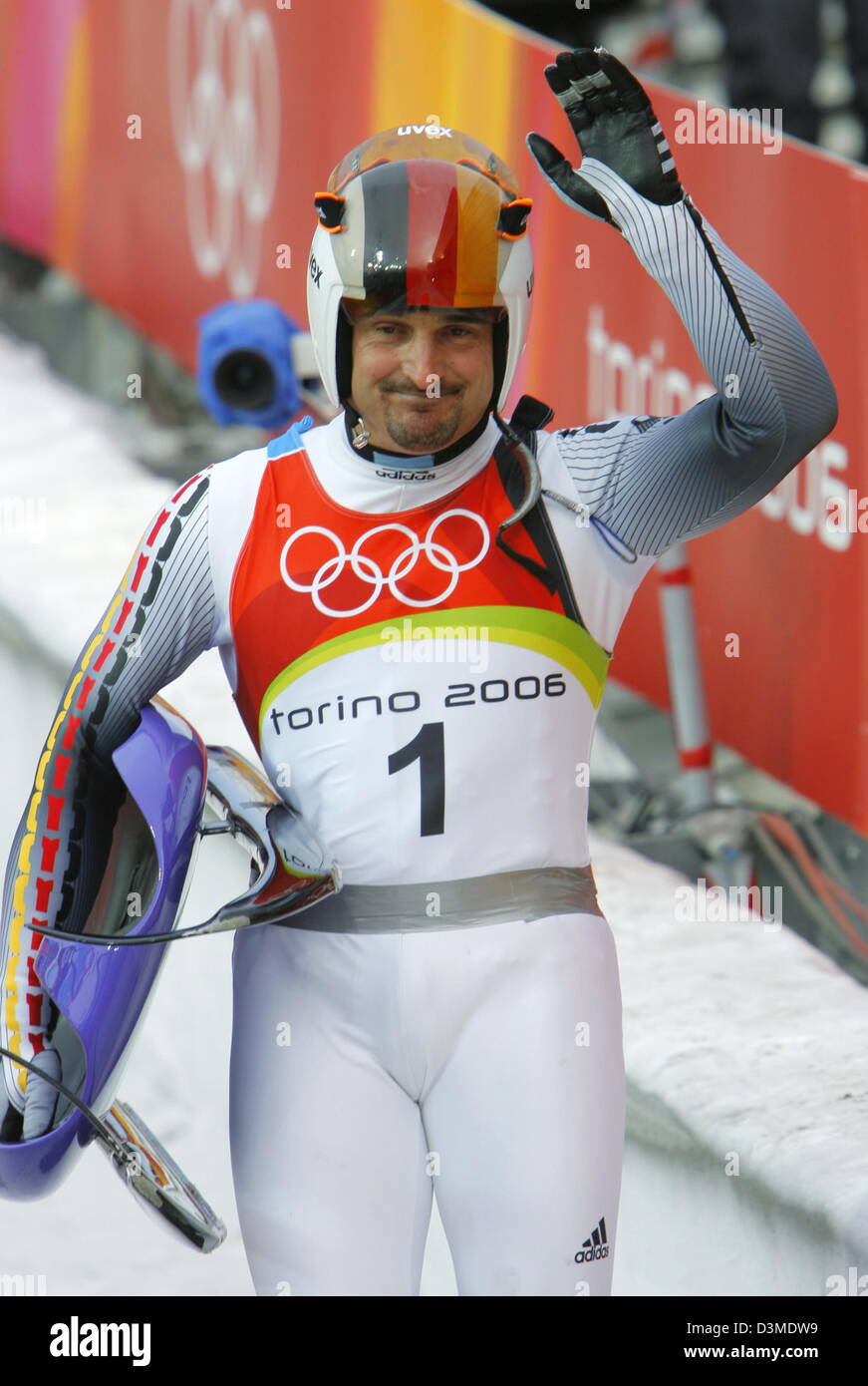 German triple gold medal winner Georg Hackl waves after his third run ...