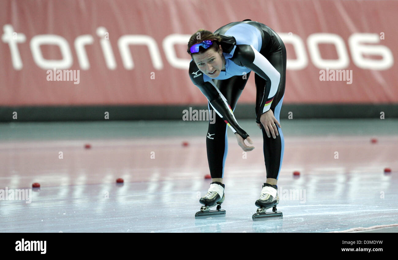 German speed skater Claudia Pechstein disappointedly glides over the ...