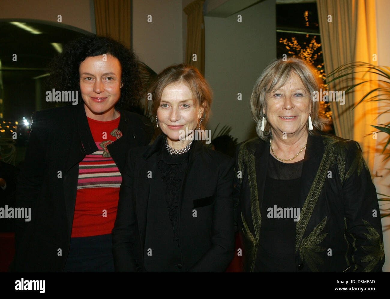 French actress Isabelle Huppert (C) poses with German actress Maria ...