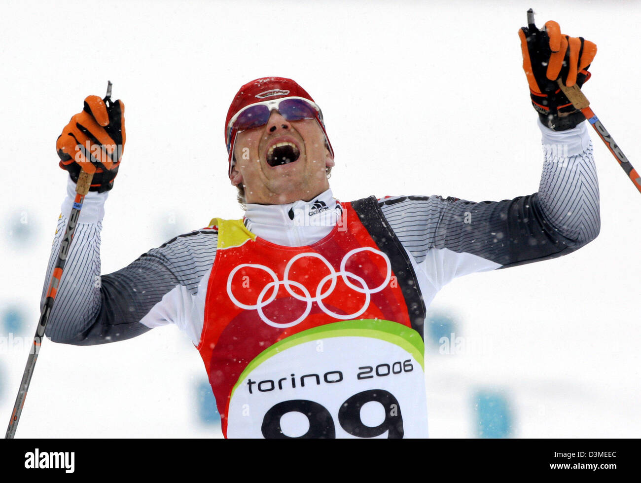 German cross-country skier Tobias Angerer arrives exhausted the finish ...