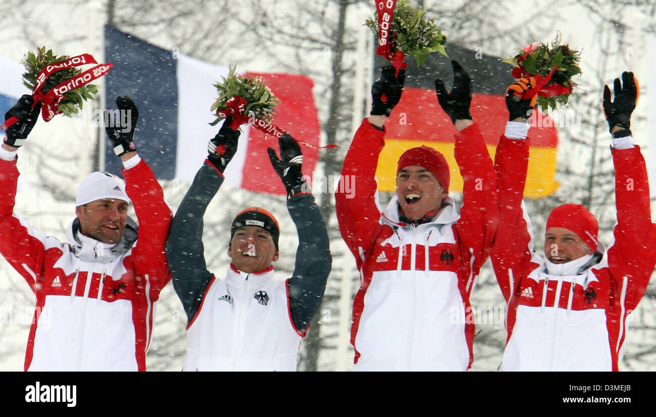 The German cross-country relay team (from L to R) Andreas Schluetter ...