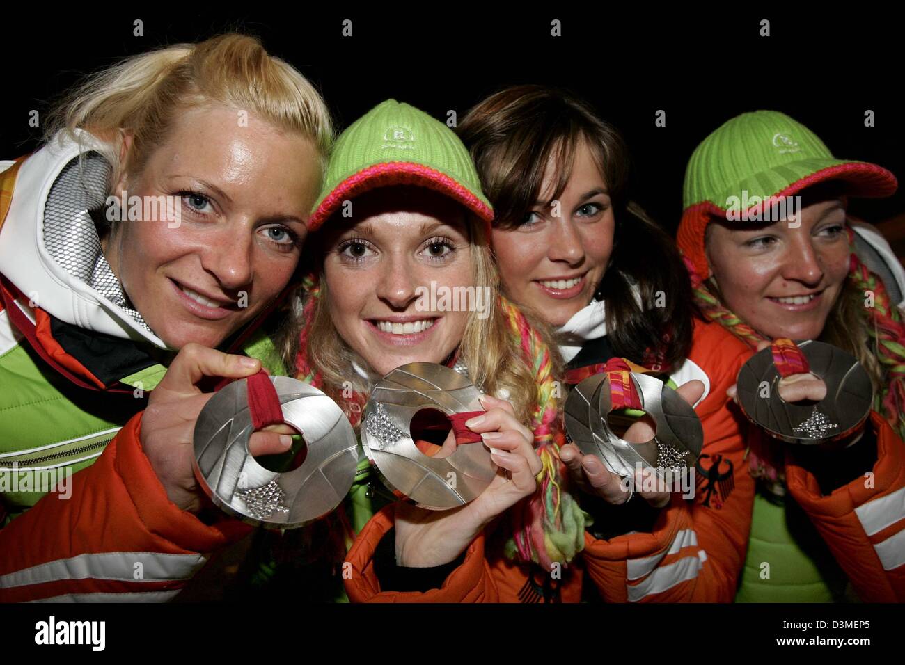 German cross-country skiers (L-R) Claudia Kuenzel, Evi Sachenbacher ...