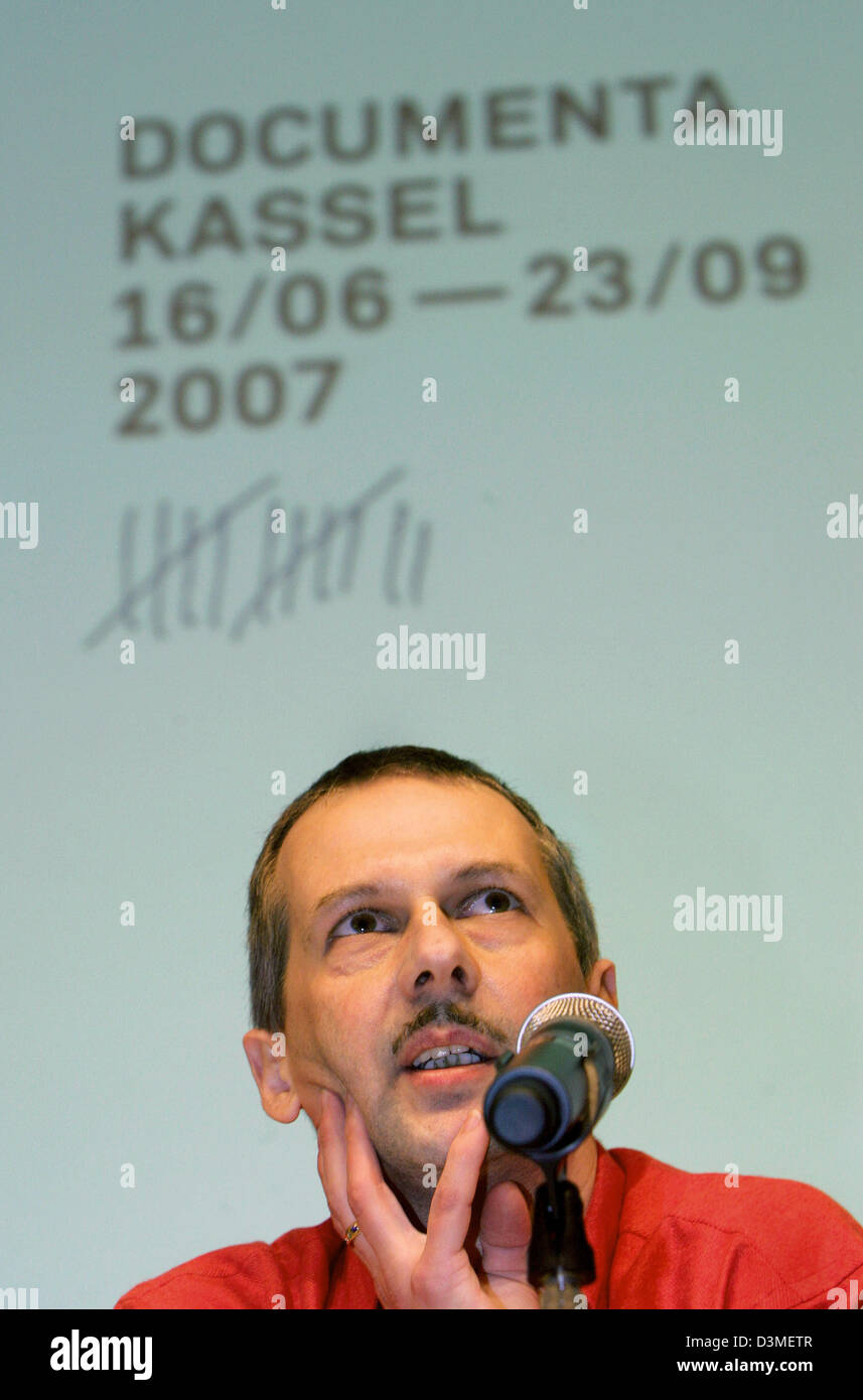 Roger M. Buergel, artistic director of the 'documenta 12' sits under ...
