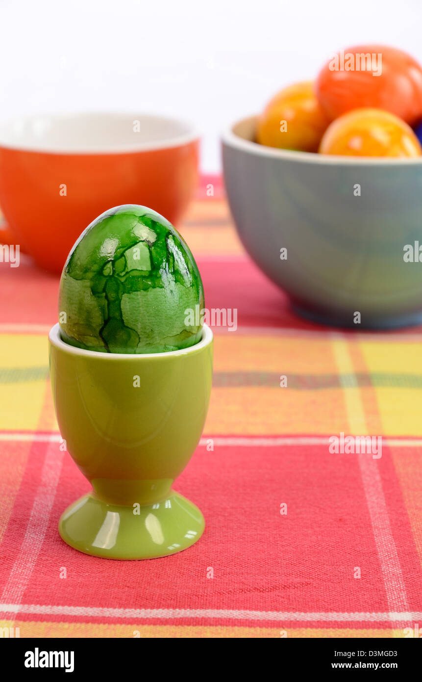 Colorful Easter eggs in a bowl with space for text Stock Photo - Alamy