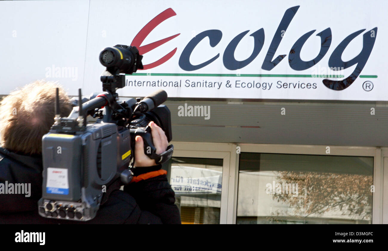 A camera man films the company's logo at the office building of 'Ecolog ...